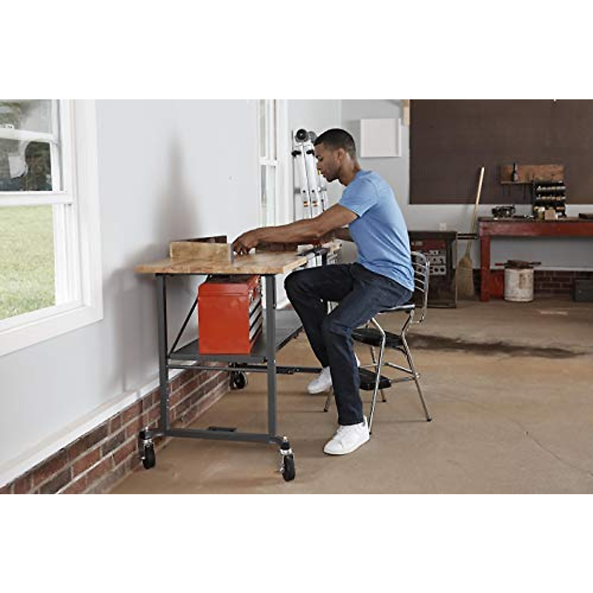 COSCO 11140CBB1E Stylaire Chair and Step Stool, Black