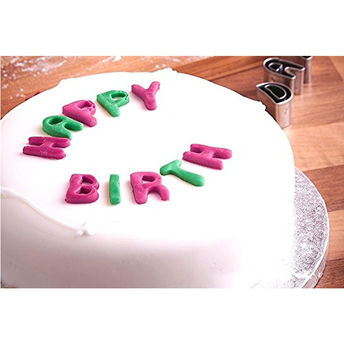 Mini Alphabet Number Cookie Cutters Sets of 37 Pieces Letter Mold Tools for Fondant Biscuit,Cake,Fruit,Vegetables,or Dough Stainless Steel