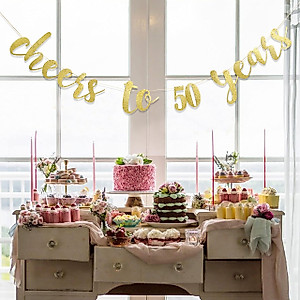 Cheers To 50 Years Banner - 50th Birthday Banner,50th birthday decorations,50th banner