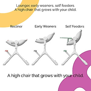 Oribel Cocoon Z Baby High Chair & Lounger | Avocado Green | Convertible for Napping & Feeding | 0mths and up | Easy to Move Gliders | Easy to Clean | No-Tool Adjustment