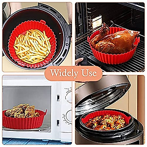 2-Pack 7.2 inch Air Fryer Silicone Liner Silicone Air Fryer Basket Heat Resistant, Reusable Air fryers Silicone Pot Round - Food Safe Air fryer Oven Accessories (Red+Pink)