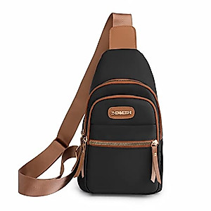 Small Sling Bag for Women, Crossbody Pack Sling Chest Bag for Women Men (Black)