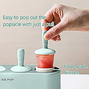 Popsicle Mold Set 4 Pieces Homemade Silicone Popsicle Maker Easy Release Ice Cream Molds Reusable DIY Pop Molds (Green)