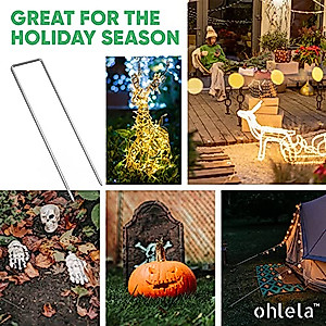 Landscape Staples 6 inch - 50 Pack Anti-Rust Metal Garden Stakes Heavy Duty with Sturdy Storage Box, 11 Gauge Ground Stakes Suitable for Anchoring Weed Barrier Fabric & Secure Irrigation Tubing