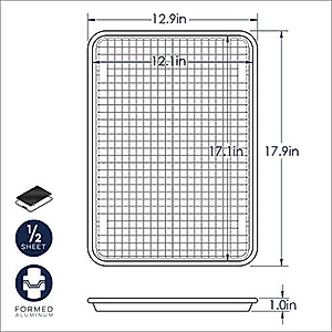 Nordic Ware - 43172AMZM Nordic Ware Half Sheet with Oven Safe Nonstick Grid, 2 Piece Set, Natural