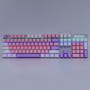 Huleo Mechanical Gaming Keyboard, 26 Backlight Modes 104key Mechanical Keyboard for PC Blue Switch