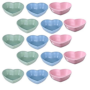 Angoily 30pcs Heart Shaped Soy Sauce Dishes Dip Dipping Bowls for Dinner Baking Dip Bowls Small Dessert Bowls Condiments Server Dishes for Sauce Vinegar Ketchup BBQ Blue Green Pink