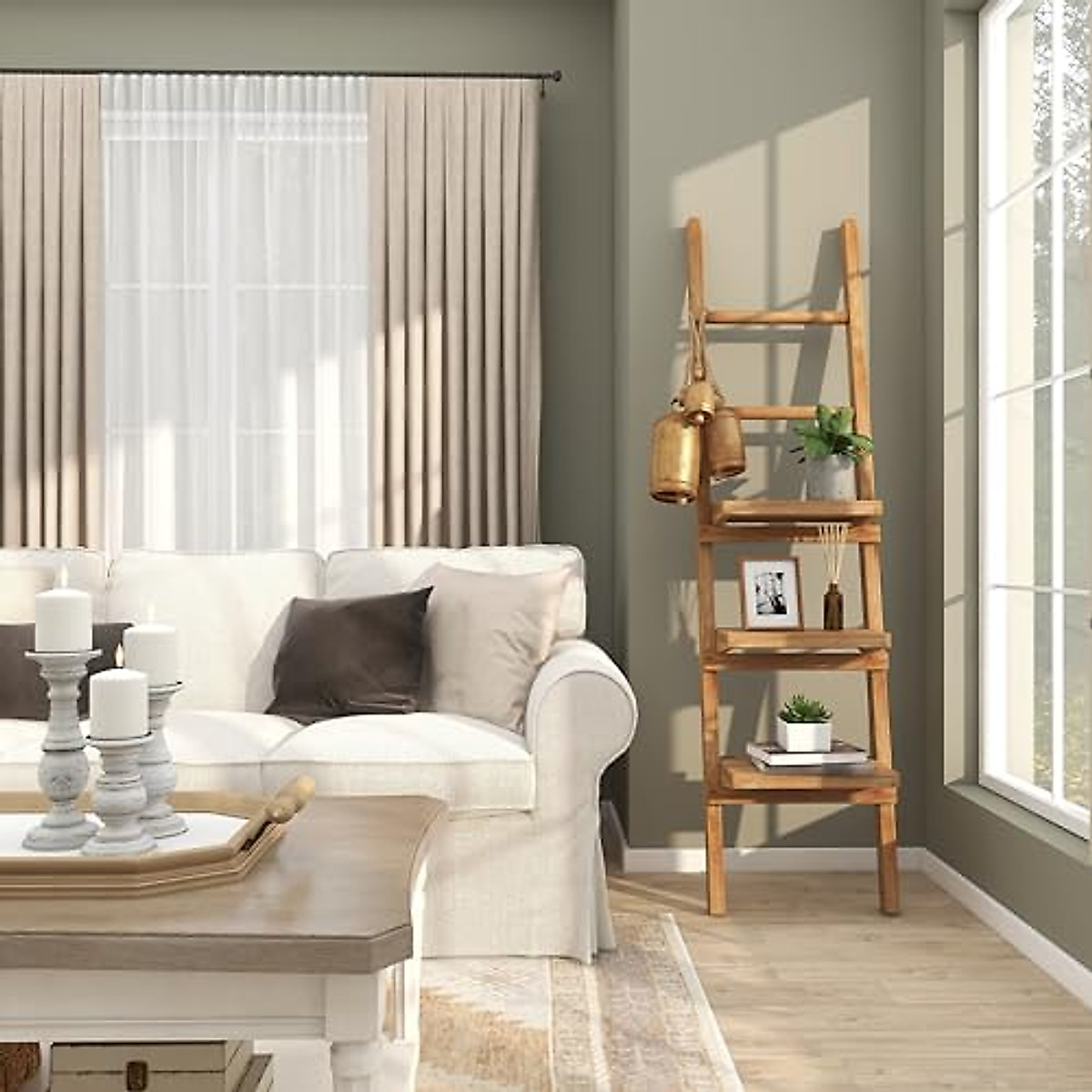 Deco 79 Metal Decorative Cow Bells Tibetan Inspired with Jute Hanging Rope, Set of 3 10",8",6"H, Gold