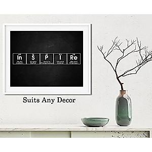 Inspire Periodic Table of Elements Print, 14"x11" Unframed Inspirational Science Poster, Chemistry Art Ideal for Science Lab, Classroom or Home Decor