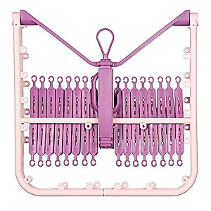 Foldable Clip Hangers with 32 Clothespin Drying Clips Underwear Hanger with Clips Plastic Laundry Clip Drip Drying Hanger for Socks Bras Lingerie Clothes Sturdy (Pink)