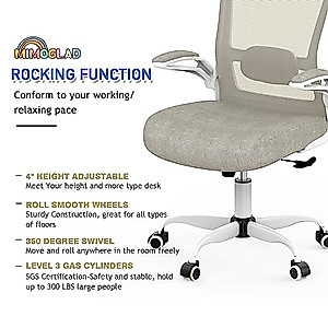 Mimoglad Home Office Chair, High Back Desk Chair, Ergonomic Mesh Computer Chair with Adjustable Lumbar Support and Thickened Seat Cushion (Modern, Beige)