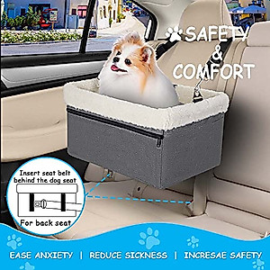 UNICITII Dog Car Seats for Small Dogs-Elevated Pet Dog Booster Seat for Dog,Raised Dog Lookout Car seat w/Clip-On Safety Leash Adjustable Pet Travel Seat