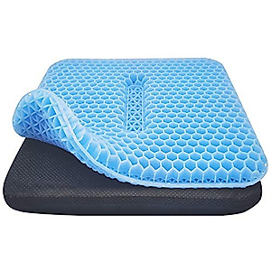 Cushion Lab Patented Gel Seat Cushion, Cooling seat Cushion Thick Big Breathable Honeycomb Design, Double Layer Egg Gel Cushion for Pain Relief, Seat Cushion for The Car,Office,Wheelchair