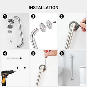 16 Inch Grab Bars for Bathtubs and Showers Black, Safety Shower Grab Bars for Seniors Elderly Handicapped, Handicap Grab Bars for Shower with Concealed Screws, Tesuchan