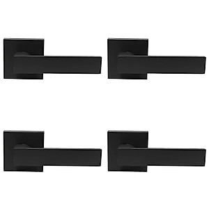 Probrico 4 Pack| Dummy Door Handles in Matte Black, Non-Turning Interior Door Levers, Heavy Duty Reversible Indoor Handles for Closet Pantry