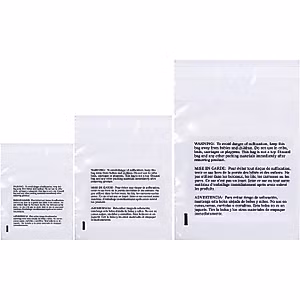 Poly Bags with Suffocation Warning 9x12", 11x14", 14x20" - Large Combo Pack of 300 (100 each size) - Clear Poly Bags by Retail Supply Co - Resealable