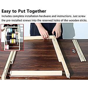 LSMKKA Ribbon Racks for Craft Room, Vinyl Roll Holder Organizer for Holding Wrapping Paper Spool Scarf, Wooden Desktop Display Stand with Removable Rod (Size : 1 Tier 40x17cm)