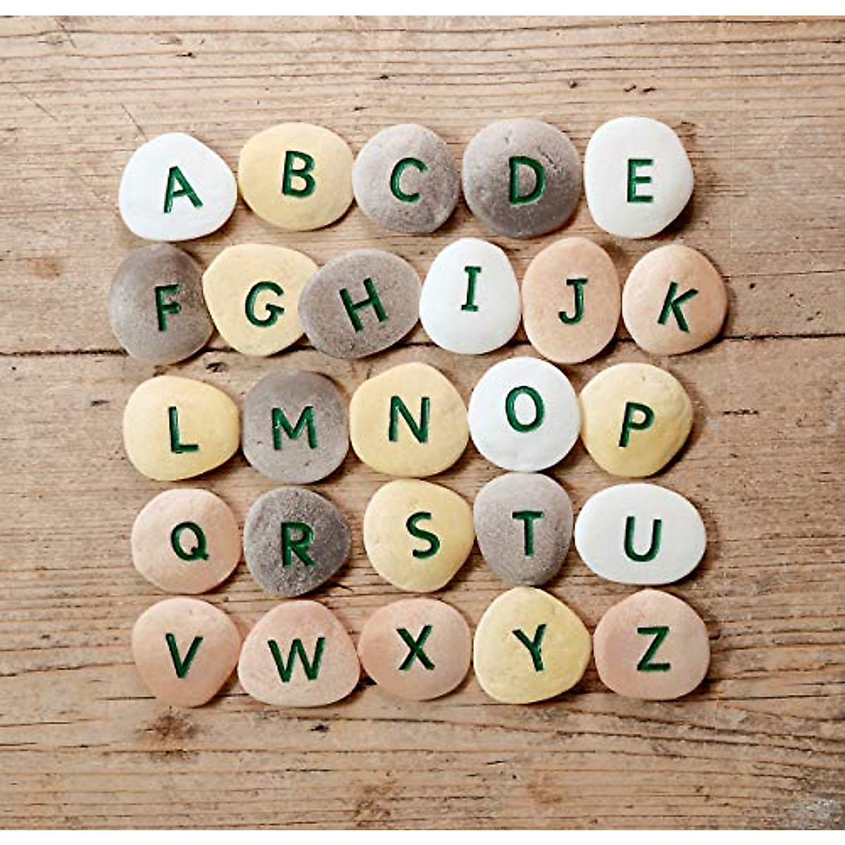 Yellow Door YD-9 Uppercase Alphabet Learning Pebbles for Kids, Kindergarten Grade to 3 Grade, 5" H, 3" L, 3" W