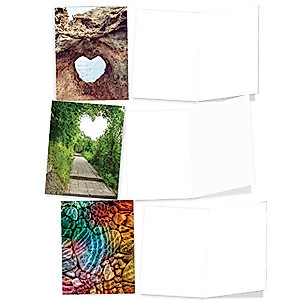 The Best Card Company - 10 Blank Heart Note Cards Boxed (4 x 5.12 Inch) - All Occasion Heartfelt Love Card Assortment - Heartscapes AM6838OCB-B1x10