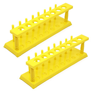 Plastic Test Tube Stand, 2 Pieces Yellow Tube Holder Rack for Laboratory, Detachable, 20mm Hole Diameter (8 Hole)
