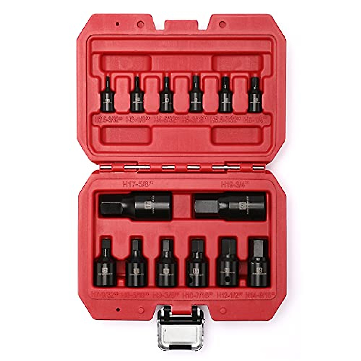 MIXPOWER 14-Piece Dr. Bit Socket Set, 2.5mm to 19mm, 1/4", 3/8" and 1/2" Drive, Cr-Mo Impact Grade, Metric, Hex Bit Socket