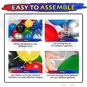 137pcs Red Blue Yellow Green Black Balloon Arch Garland Kit with Balloons for Birthday, Carnival, Video Game Super Balloons Arch for Themed Party Decorations