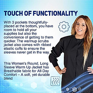 M&M SCRUBS Women's Scrub Jacket Medical Scrub Jacket L Black