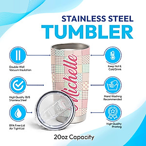 Hyturtle Personalized Gifts For Sewing Lover - Sewing Printed Customized Name Stainless Steel Tumbler 20 oz With Lid - Idea Quilting Lover Gifts For Women, Girl, Kids On Birthday, Christmas