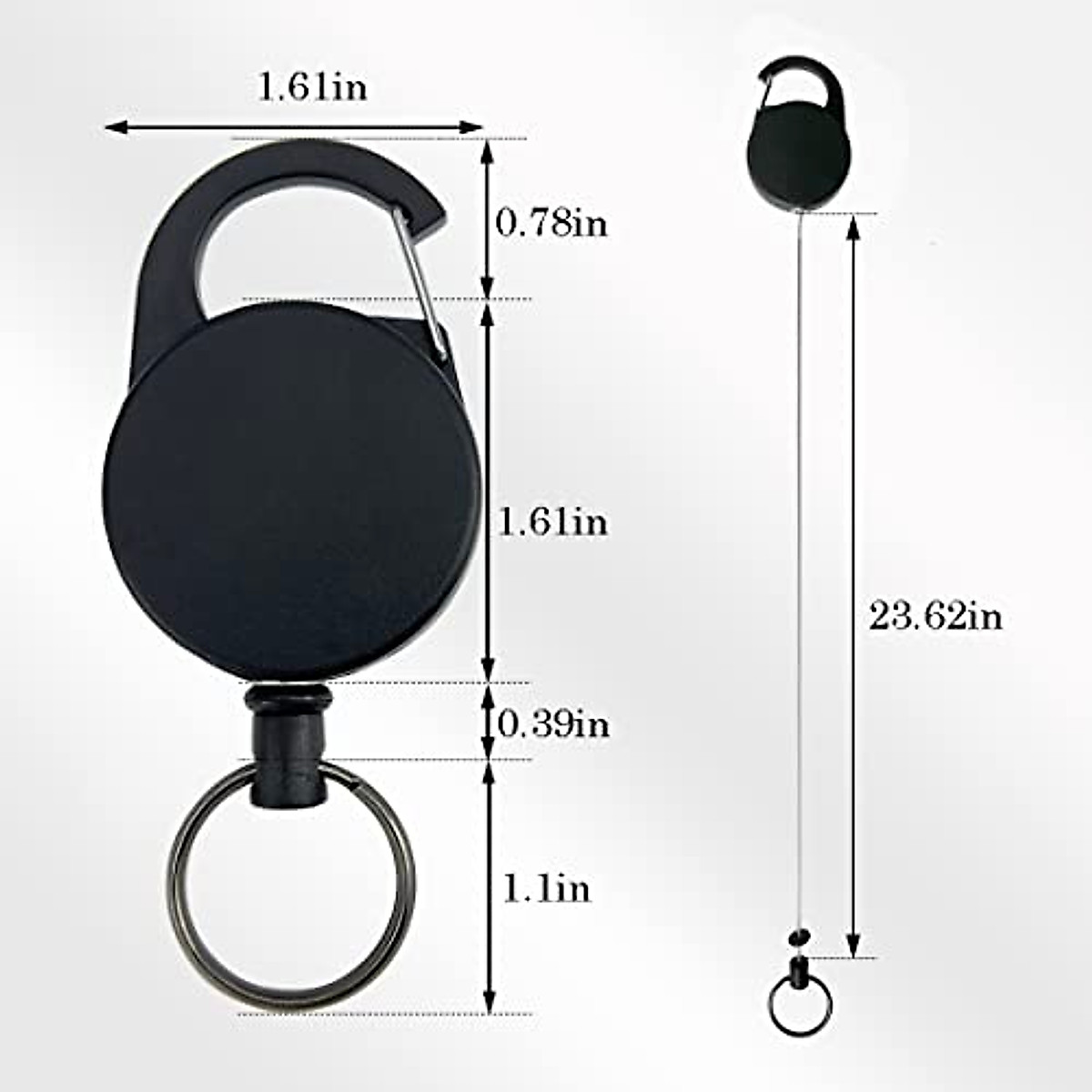 Retractable Key Chain Key-Rings - Heavy Duty Key Holder Belt Clip with Multitool Carabiner, Durable Retractable Keychain Key Holder-Rings/Carabiner, 25 Inch Steel Wire Cord