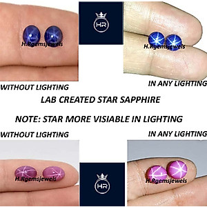 Blue Star Sapphire Halo Ring with Natural White Zircon & Lab Created Sapphire Gemstone 925 Sterling Silver Rhodium Plated Ring For Bridal (Sterling Silver, 8)