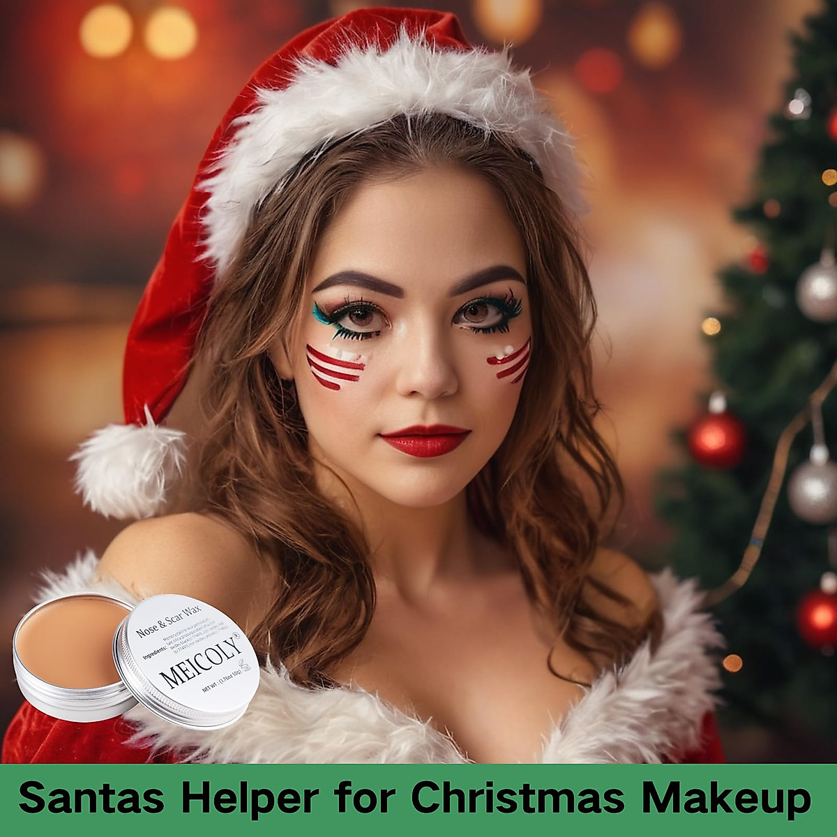 MEICOLY Scar Wax Kit with Spatula,Fake Nose Putty for Santa Christmas Makeup,SFX Scar Makeup,Fake Scar Modeling Wax for Realistic Scar,Wound and Cut,Halloween Special Effects Makeup,Light,(1.67Oz)