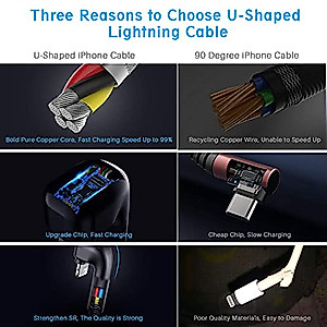 3Pack 90 Degree iPhone Charger 10ft, Apple MFi Certified 10 Feet Lightning Cord Long, Nylon Right Angle 10 Foot Apple iPhone Charging Cable for Apple iPhone 13/12/11/11Pro/11Max/XS/XR /8/7/6S/SE/6/5