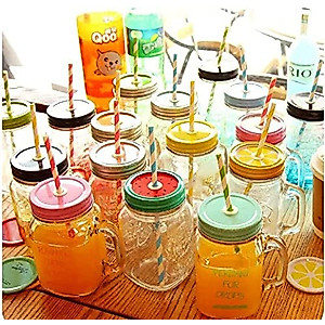 Shuiniba Biodegradable Striped Paper Straws,Paper Drinking Straws for Party, Events and Crafts,Baby Shower Decorations 7.75 Inches,100 Packs - Light Blue White - Striped