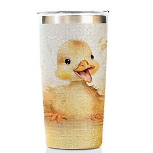 Onebttl Duck Gifts - Glitter 20oz Coffee Mug Tumbler for Girls & Birthday Occasions