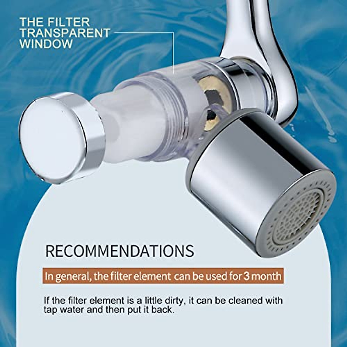 1080 Degree Rotatable Faucet Aerator with Filter,Universal Swivel Robotic Arm Swivel Extension Faucet Aerator 2 Mode Splash Extension Faucet Extender Attachment, Washing Eye/Hair/Face/Brush Teeth