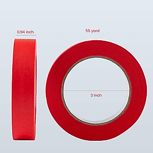 Lichamp 2 Pack Red Painters Tape 1 inch, Red Masking Tape 1 inch x 55 Yards x 2 Rolls (110 Total Yards)