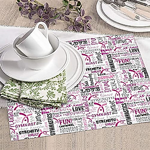 Gymnastics Pink Printed Drying Mat For Kitchen Ultra Absorbent Microfiber Dishes Drainer Mats Non-Slip Silicone Quick Dry Pad - 18 X 16inch