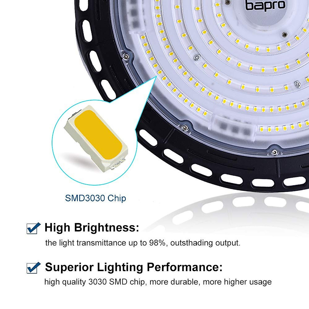 bapro 10pack 100W UFO LED High Bay Light, 10000LM 6000K Daylight White Factory Warehouse Industrial Lamp, Ceiling Light LED Commercial Light Workshop Light for Garage Workshop Gym Tunnel Studio