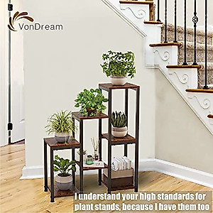 VonDream 3 Tier 7 Potted Plant Stand Indoor, Plant Stands for Indoor Plants Multiple, Corner Plant Shelf for Living Room, Tiered Plant Holder, Metal Plant Table