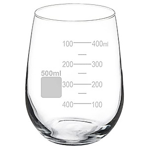 MIP 17 oz Stemless Wine Glass Goblet Beaker Style Measuring Cup 500 Milliliter mL Chemistry Gift, Science Gift