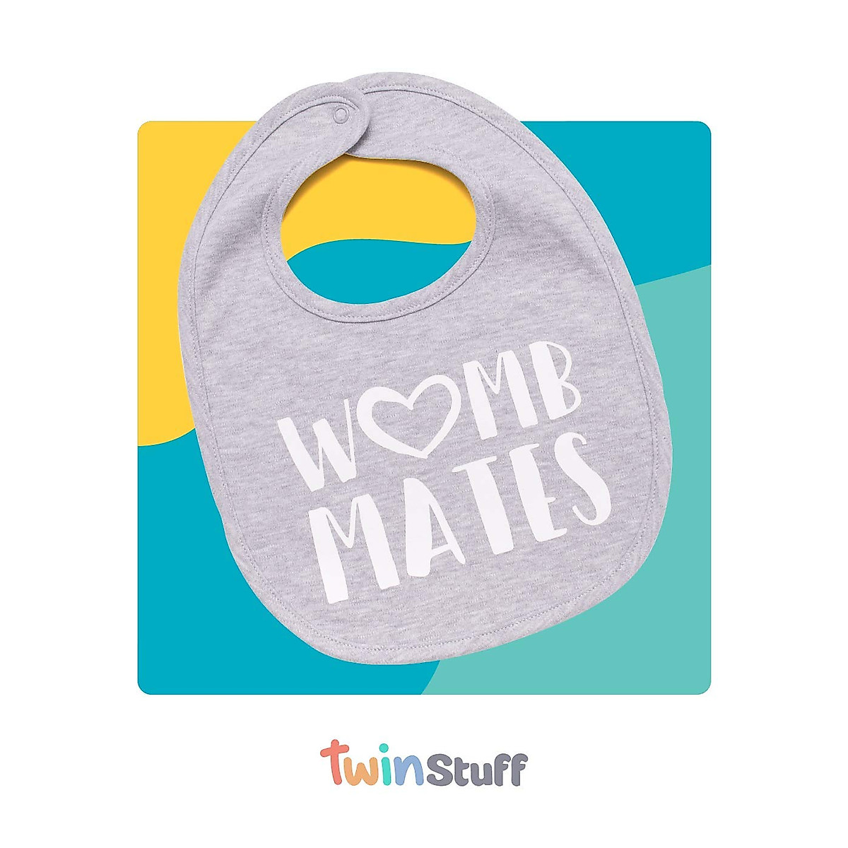 Twinstuff Womb Mates Twins Baby Bibs - 100% Soft Cotton, Unisex Twin Bib Set For Boys and Girls