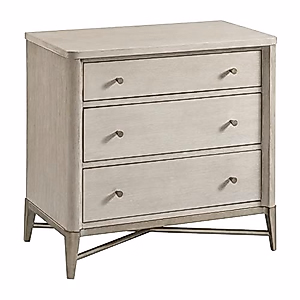 Roundhill Furniture Mantalia Solid Wood 3-Drawer Nightstand with Metal Frame, Champagne