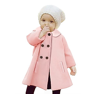 JEELLIGULAR Toddler Baby Girl Coats Kids Cloak Button Warm Thick Jacket Clothes Baby Fall Winter Outwear Clothes Set (Pink, 12-18 Months)
