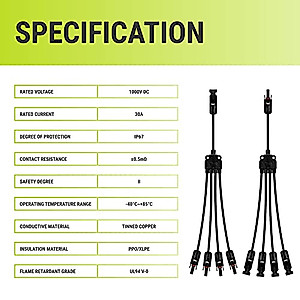 Newpowa Parallel Branch Connector 4-1 Cable for Solar Panel (M/FFFF and MMMM/F)