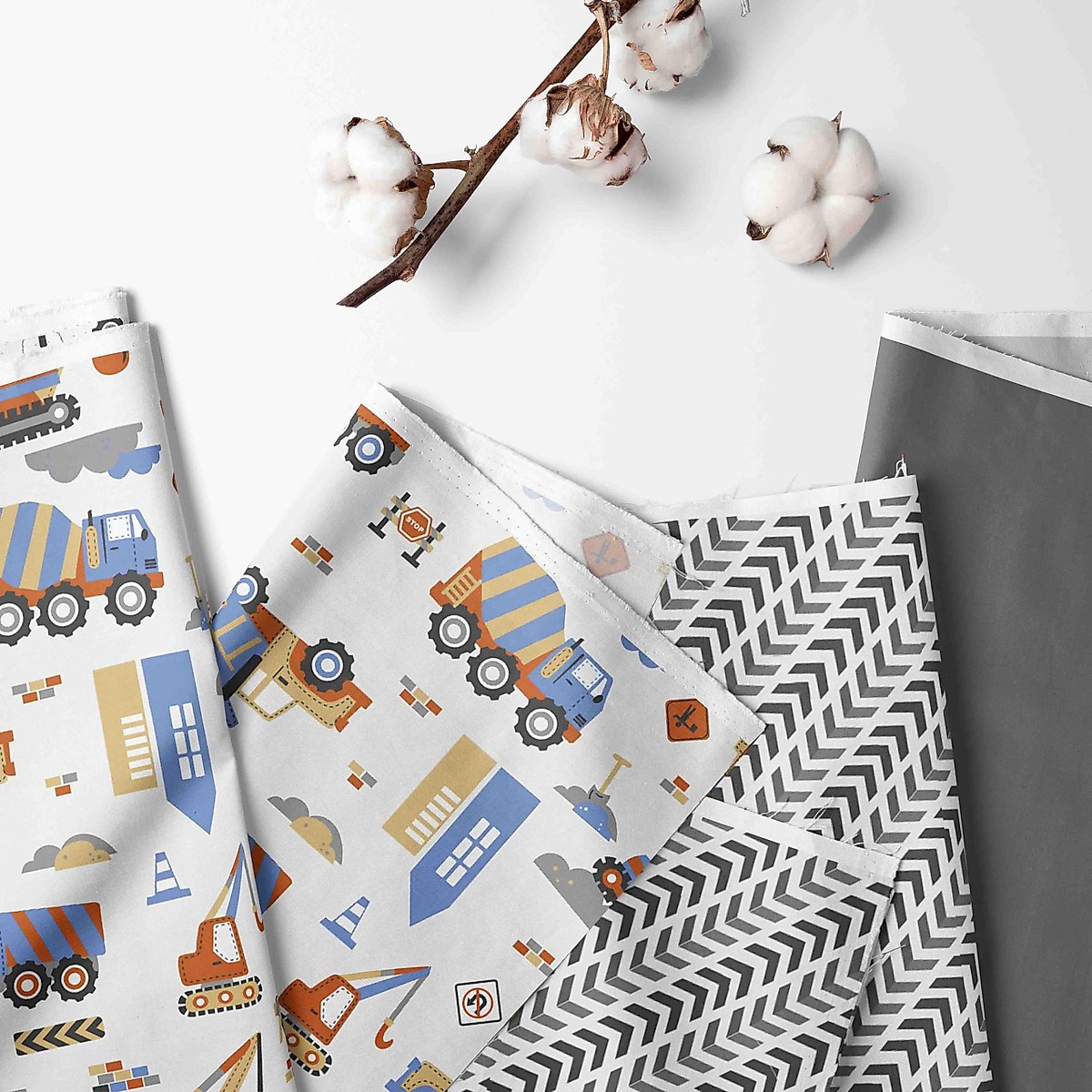 Bacati - Toy Chest Construction Yellow/Orange/Grey/Blue Boys