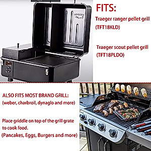 BAC460 Griddle Replacement Parts for Traeger Grill Accessories Traeger Ranger TFT18KLD Traeger Scout Pellet TFT18PLDO Portable Griddle Traeger Reversible Parts Black Top Grate Cast Iron Pan 1 Pack