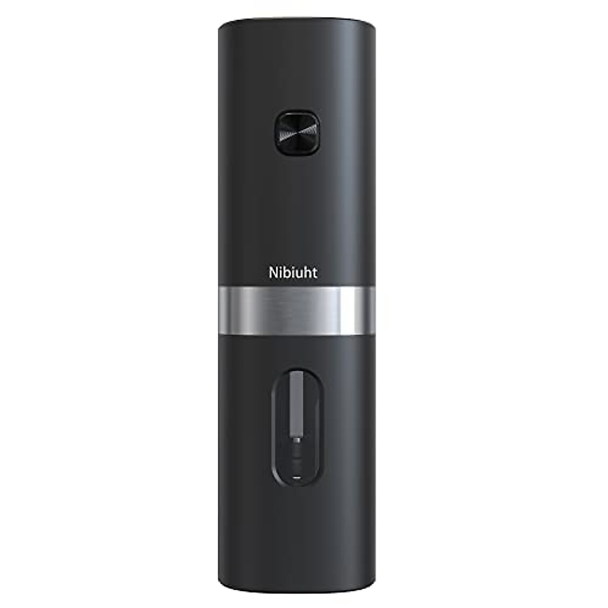 Nibiuht Electric Salt and Pepper Grinder Battery Operated - Automatic Pepper Shakers With Adjustable Coarseness, LED Light (Black 1 Mills)