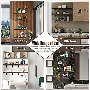 BVOPLME Floating Wood Shelves Wall Mounted Set of 4, Natural Rustic Wood Picture Ledge Plant Shelf Wall Bookshelf Shelfs Storage Shelves Book Shelf for Bathroom Kitchen Bedroom Living Room Decor