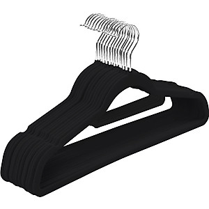 Utopia Home Premium Velvet Hangers 50 Pack - Non-Slip Clothes Hangers with Tie Bar - Black Hangers - Standard Hangers with 360 Degree Rotatable Hook - Heavy Duty Coat Hangers