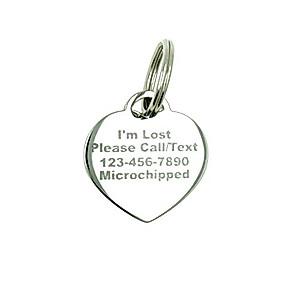 Custom Engraved Personalized Stainless Steel Small Heart Rhinestones Dog Cat Pet ID Jewelry Bling Tag